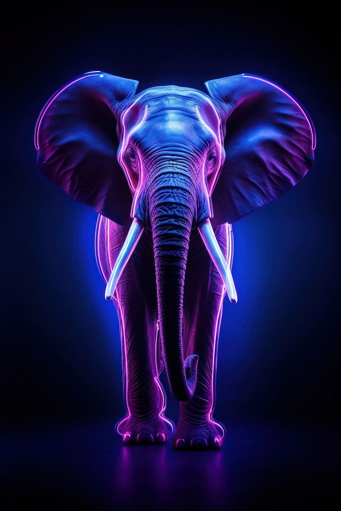 Elephant Neon rim light purple | Free Photo - rawpixel
