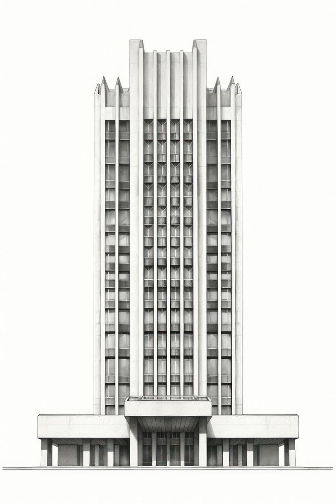 Architecture illustration tall brutalist skyscraper | Free Photo ...