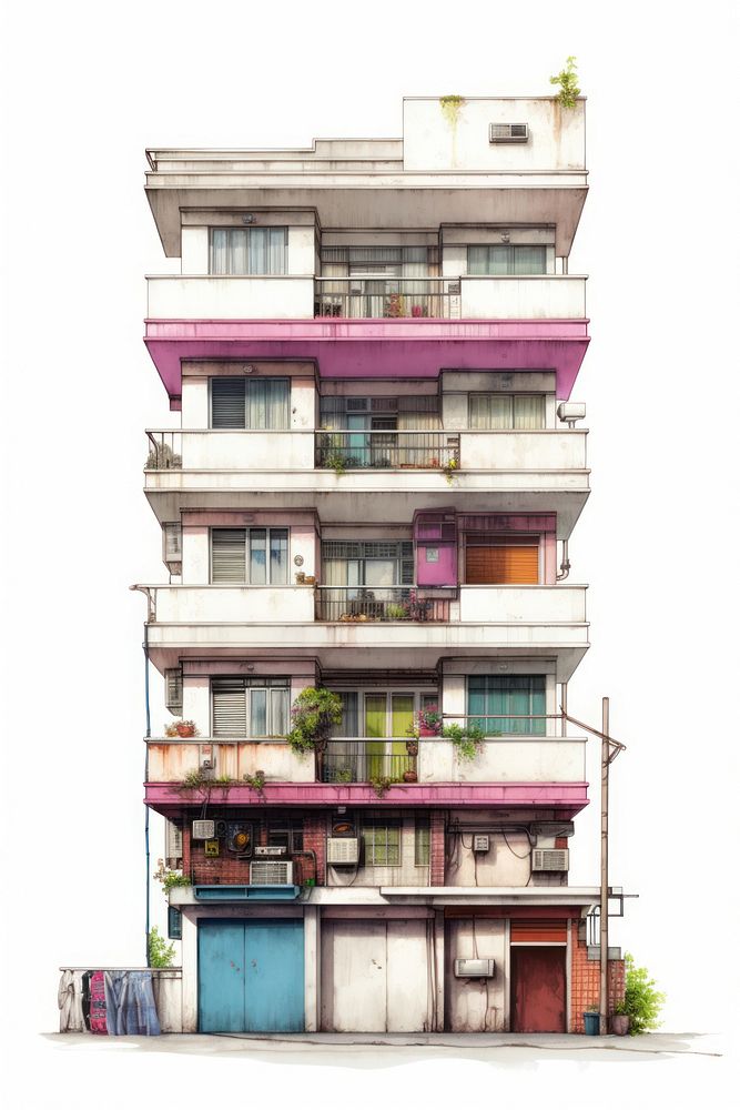 Architecture illustration an asian apartment | Free Photo Illustration ...