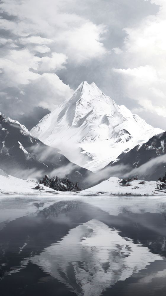 Mountain snow reflection landscape. | Free Photo - rawpixel