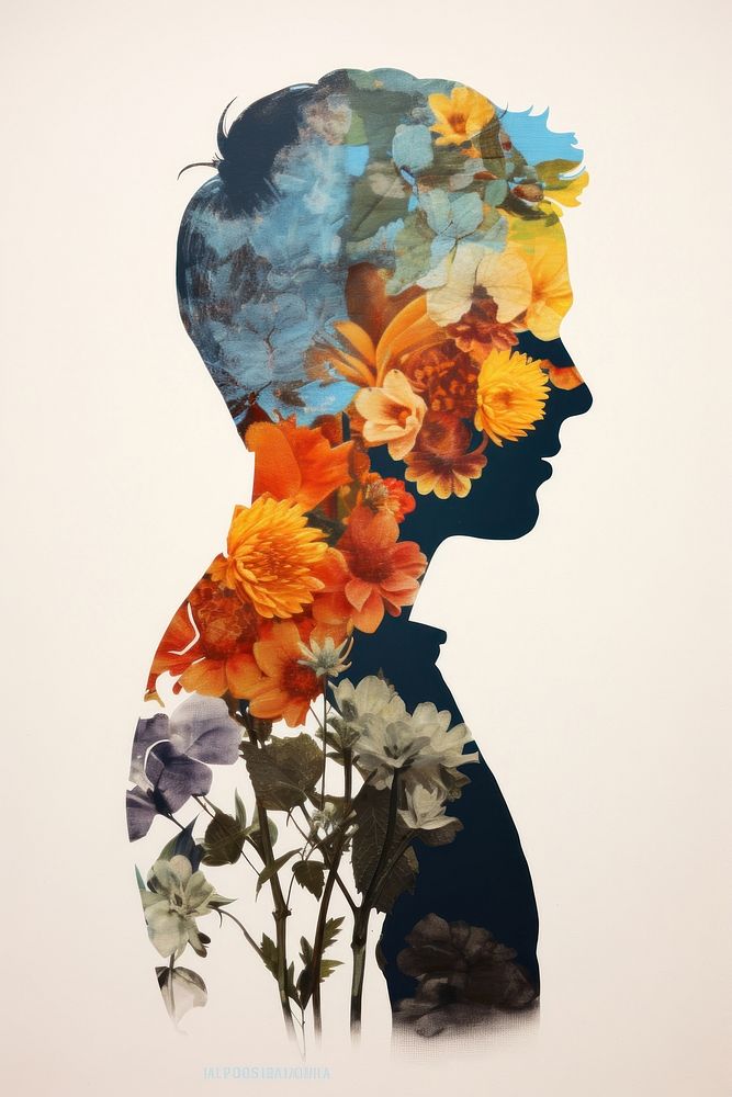 Colorful flower silhouette painting collage. | Free Photo Illustration ... Colorful flower silhouette painting collage. | Free Photo Illustration ...