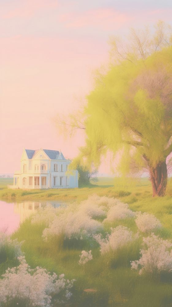 Pastel wallpaper spring hill grass | Premium Photo Illustration - rawpixel