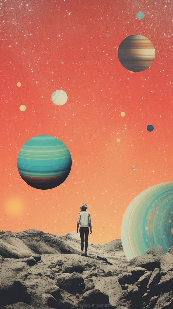 Retro collage galaxy astronomy universe | Free Photo Illustration ...