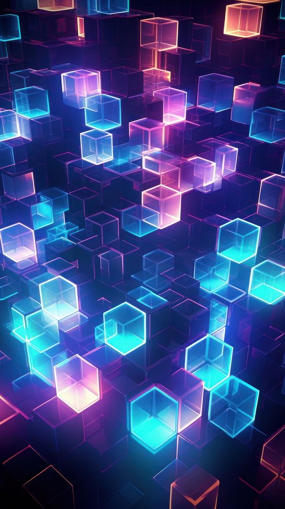Neon wallpaper cubic motive pattern | Premium Photo Illustration - rawpixel