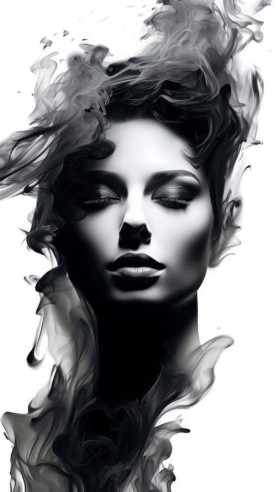 Smoke face abstract portrait drawing. | Premium Photo Illustration ...