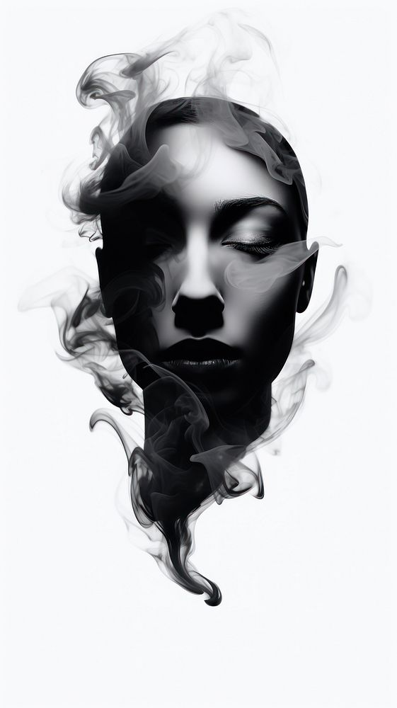 Smoke face adult black white. | Free Photo Illustration - rawpixel