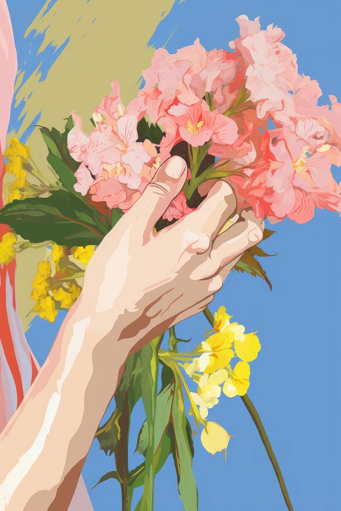 Hand holding flower painting graphics | Premium Photo Illustration ...