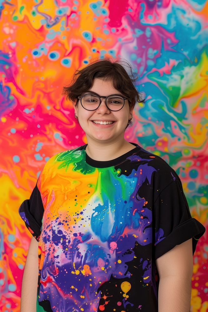 Autistic person portrait glasses t-shirt. | Free Photo - rawpixel