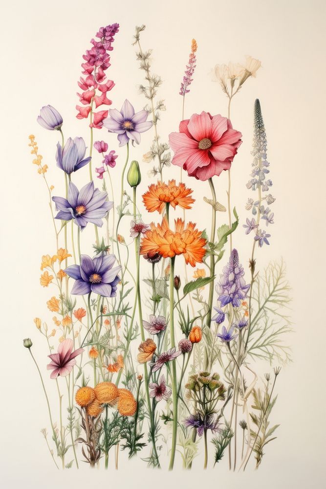 Flower wildflower pattern drawing. design | Premium Photo Illustration ...