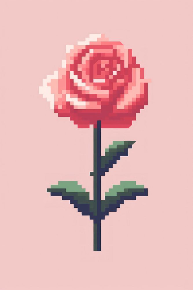Rose flower pixel pattern plant | Free Photo Illustration - rawpixel