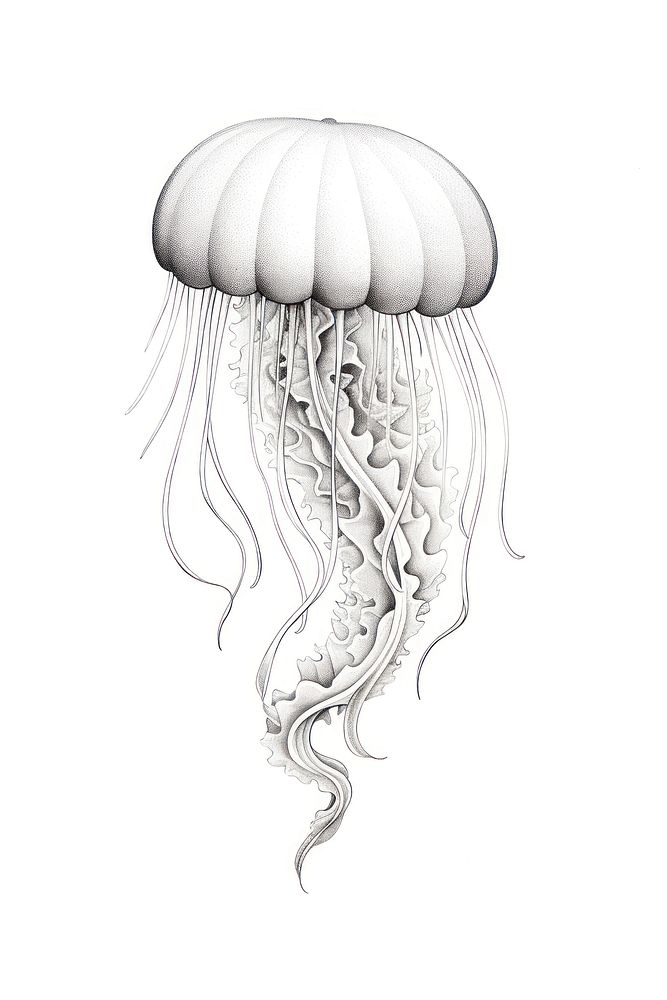 Jellyfish drawing animal invertebrate. | Free Photo Illustration - rawpixel