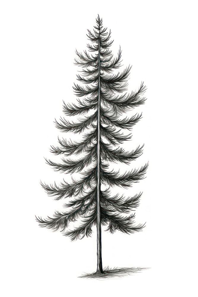 Spruce tree drawing sketch plant | Free Photo Illustration - rawpixel