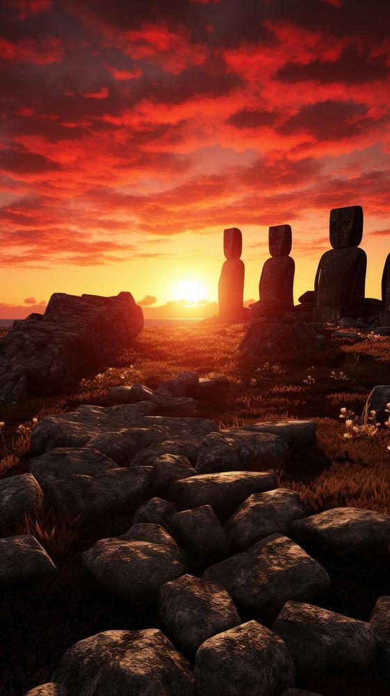 Sunset wallpaper sunset land architecture. | Premium Photo Illustration ...