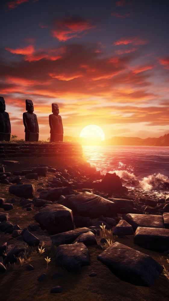 Sunset wallpaper sunset land tranquility. | Premium Photo Illustration ...