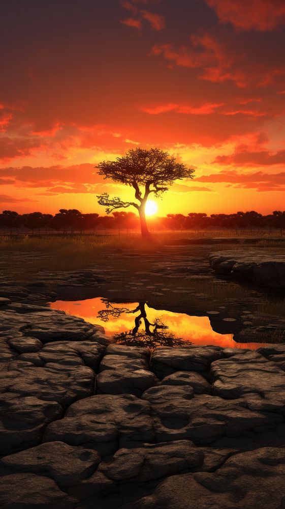 Sunset wallpaper outdoors sunset nature. | Premium Photo Illustration ...