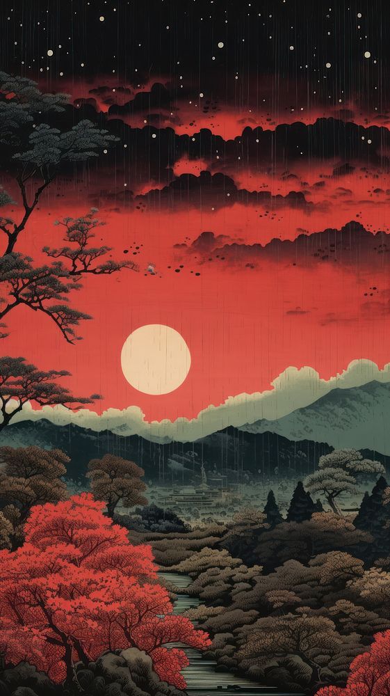 Traditional japanese vivid raining countryside | Free Photo ...