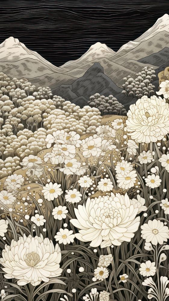 Traditional japanese white flower field | Premium Photo Illustration ...