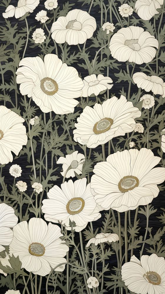 Traditional japanese white flower field | Free Photo Illustration ...