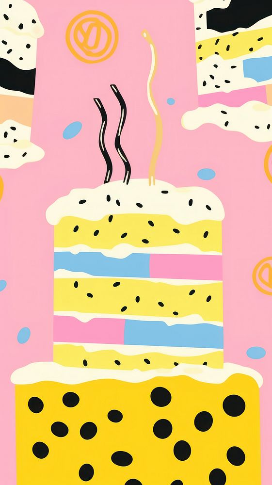 Memphis cake border backgrounds dessert | Premium Photo Illustration ...