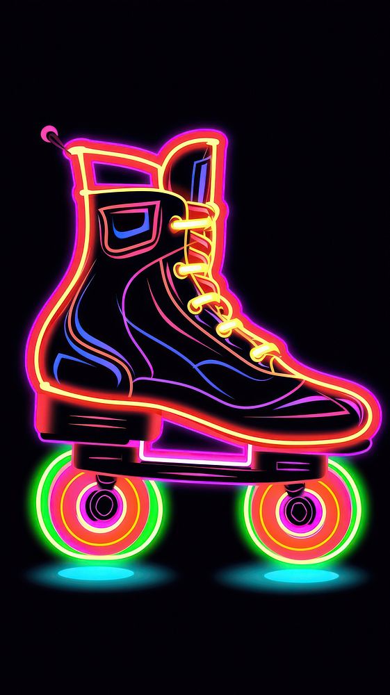 Roller skate neon light line. | Free Photo Illustration - rawpixel