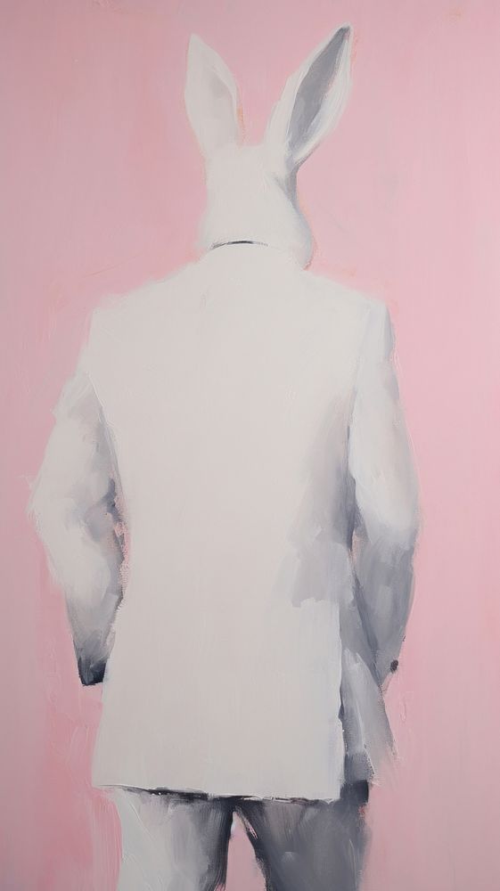 Rabbit wearing pink suit painting | Free Photo Illustration - rawpixel