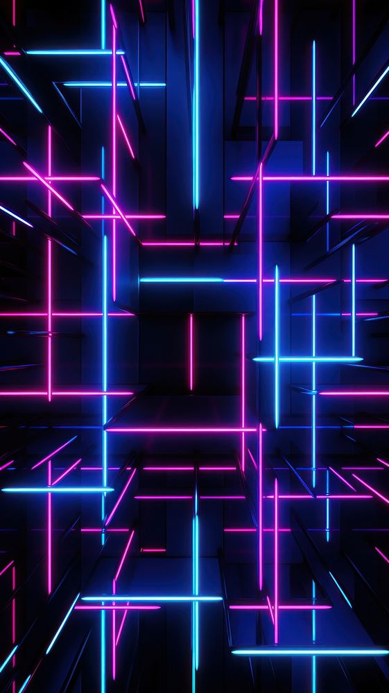 Grid neon light wallpaper architecture | Premium Photo Illustration ...