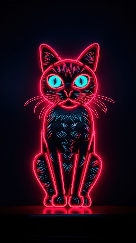 Cat neon sign wallpaper animal | Premium Photo Illustration - rawpixel