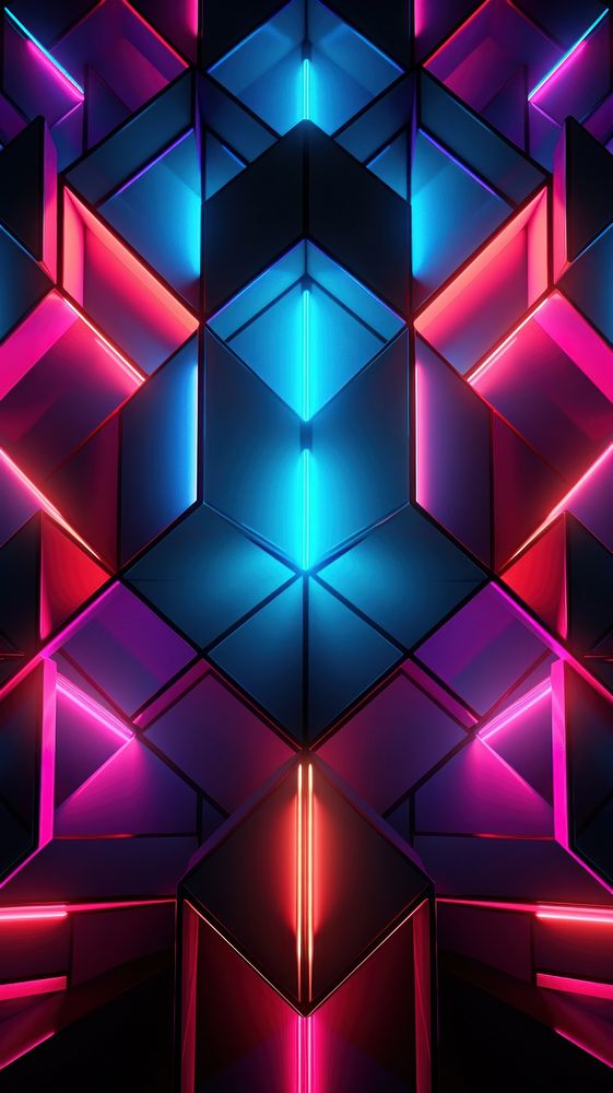 Geometric neon light wallpaper pattern | Premium Photo Illustration - rawpixel