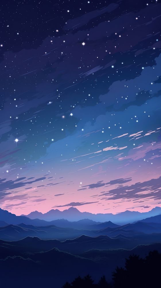Midnight sky landscape outdoors nature. | Premium Photo Illustration ...