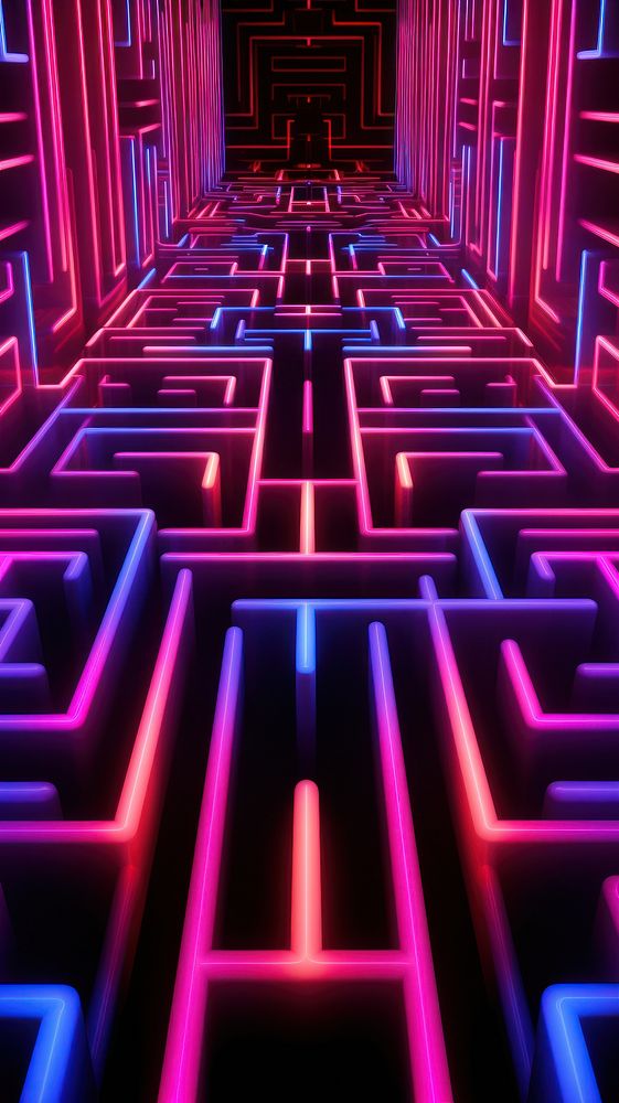 Maze neon light wallpaper architecture | Premium Photo Illustration ...