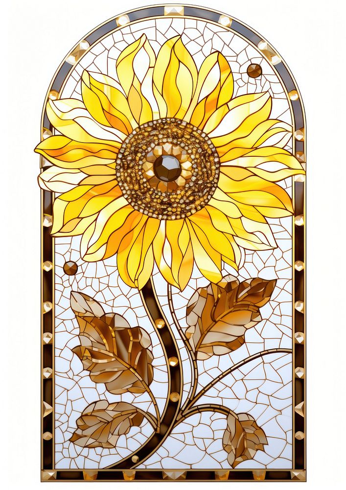Minimal arch art nouveau sunflower | Free Photo Illustration - rawpixel