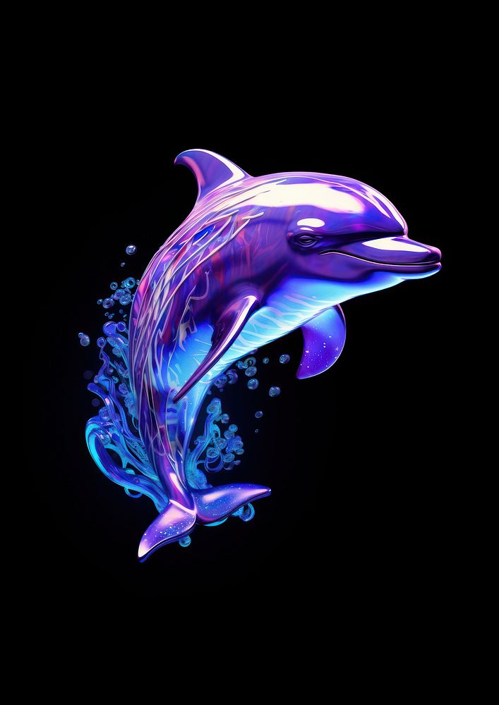 Neon dolphin animal mammal fish. | Premium Photo Illustration - rawpixel