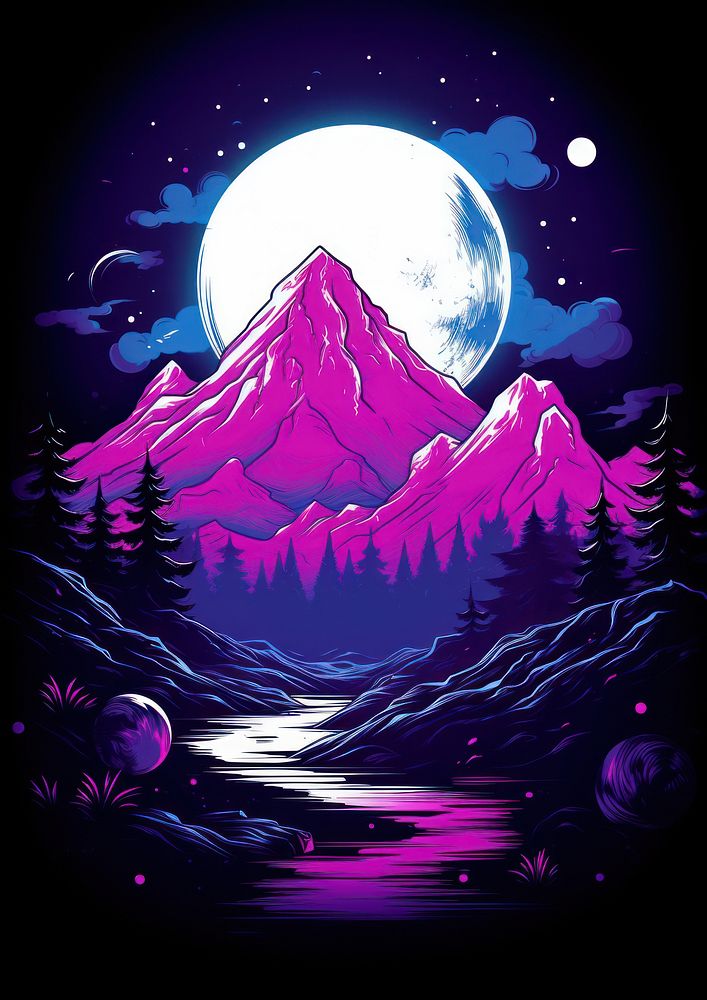 Neon landscapes astronomy outdoors nature. | Premium Photo Illustration ...