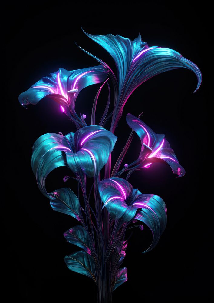 Neon plant light purple flower. | Free Photo Illustration - rawpixel