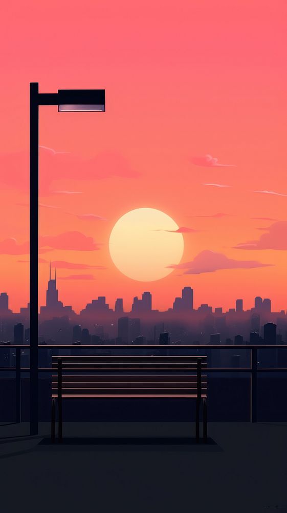 Sunset outdoors bench city. | Premium Photo Illustration - rawpixel