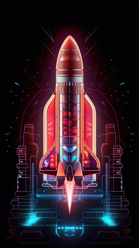 Rocket neon light wallpaper vehicle | Free Photo Illustration - rawpixel