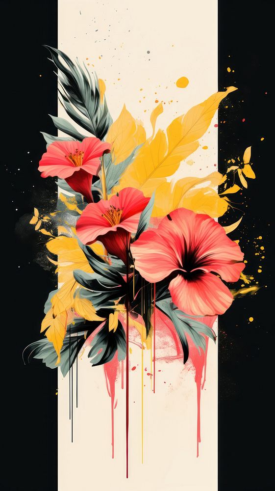 Wallpaper tropical flower abstract painting | Free Photo Illustration ...