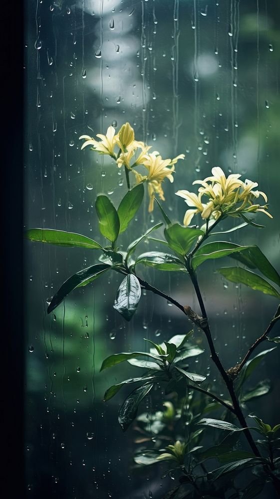 rain scene plant outdoors flower | Premium Photo - rawpixel