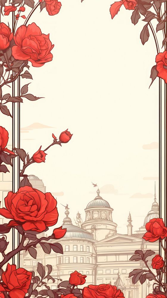 Red roses building pattern flower. | Premium Photo Illustration - rawpixel