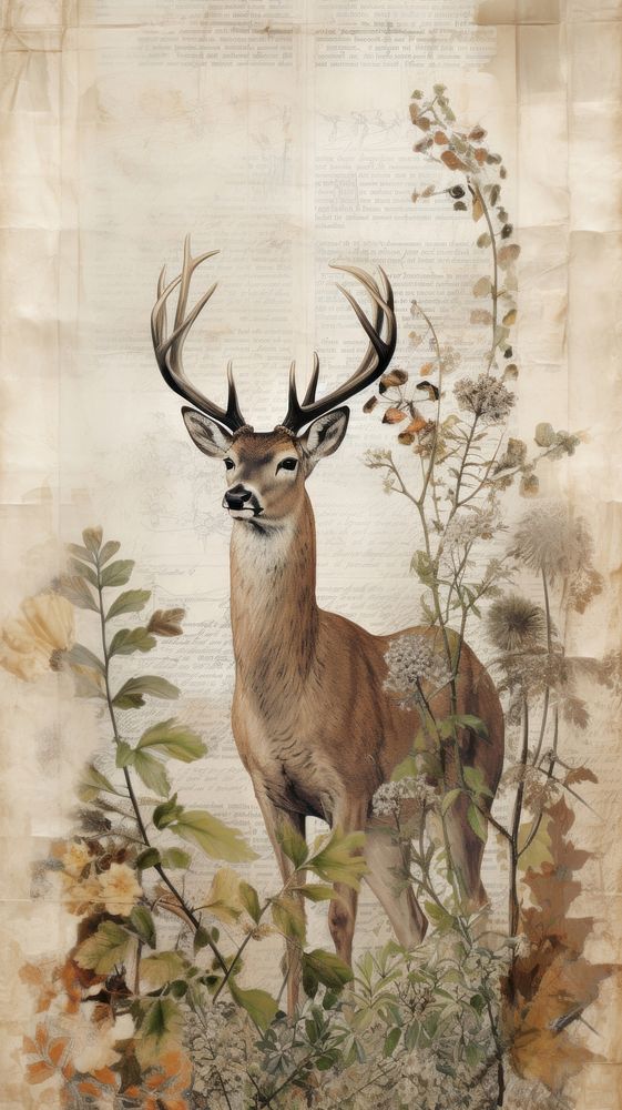 Wallpaper ephemera pale deer wildlife | Premium Photo Illustration ...