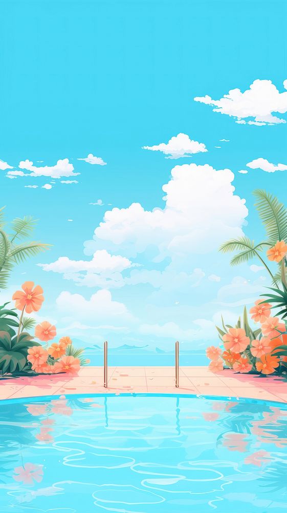 Summer pool wallpaper outdoors nature | Premium Photo Illustration ...