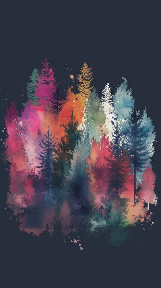 Forest watercolor wallpaper tree abstract | Free Photo Illustration ...