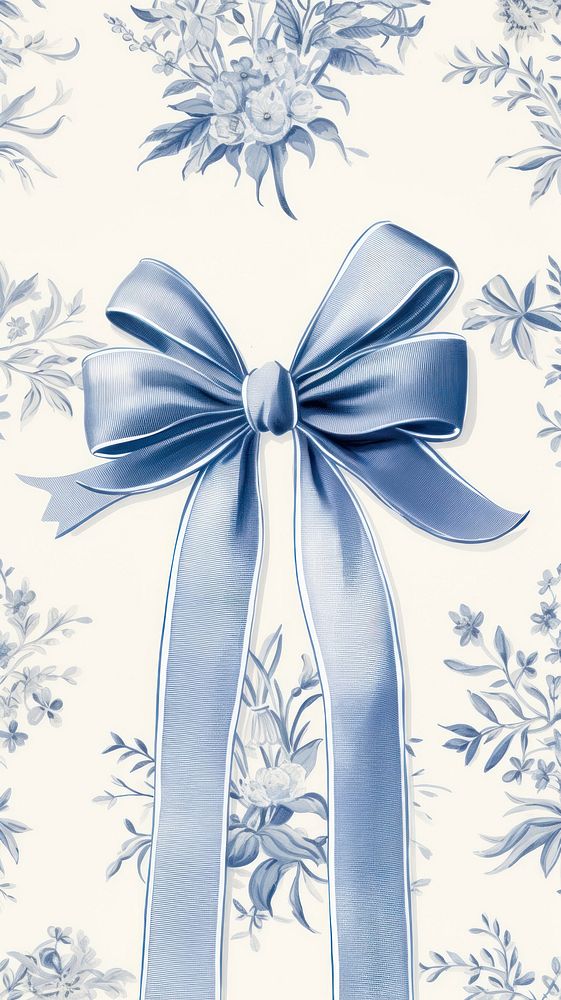 Blue wallpaper ribbon blue bow. | Free Photo Illustration - rawpixel