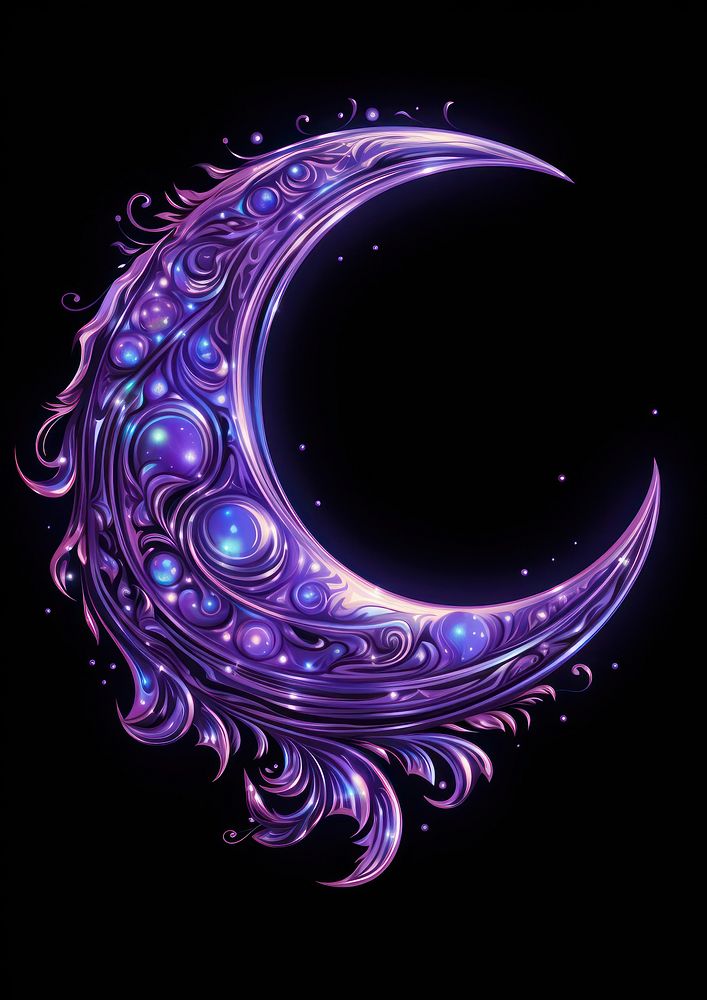 Neon moon astronomy pattern violet. | Free Photo Illustration - rawpixel