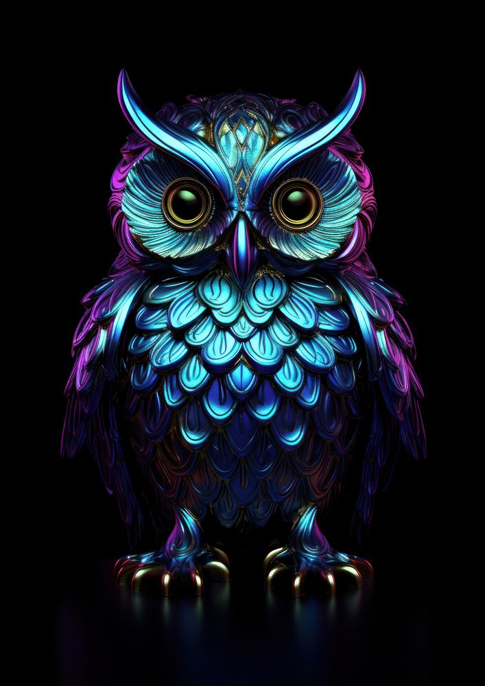 Neon owl animal purple light. | Free Photo Illustration - rawpixel