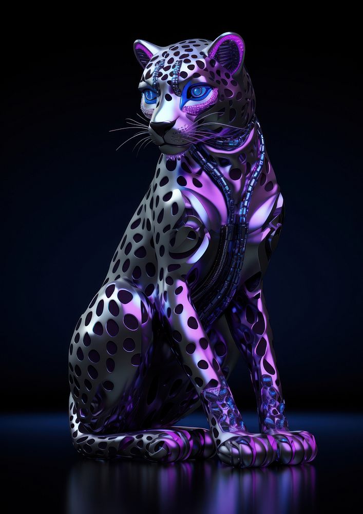 Neon Cheetah leopard cheetah animal. | Premium Photo Illustration ...