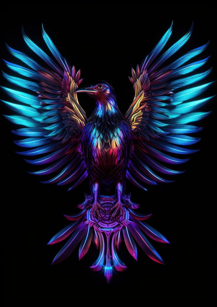 Neon crow purple animal accessories. | Free Photo Illustration - rawpixel