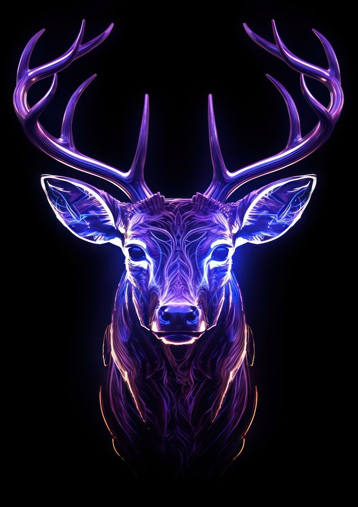 Neon deer wildlife antler animal. | Premium Photo Illustration - rawpixel