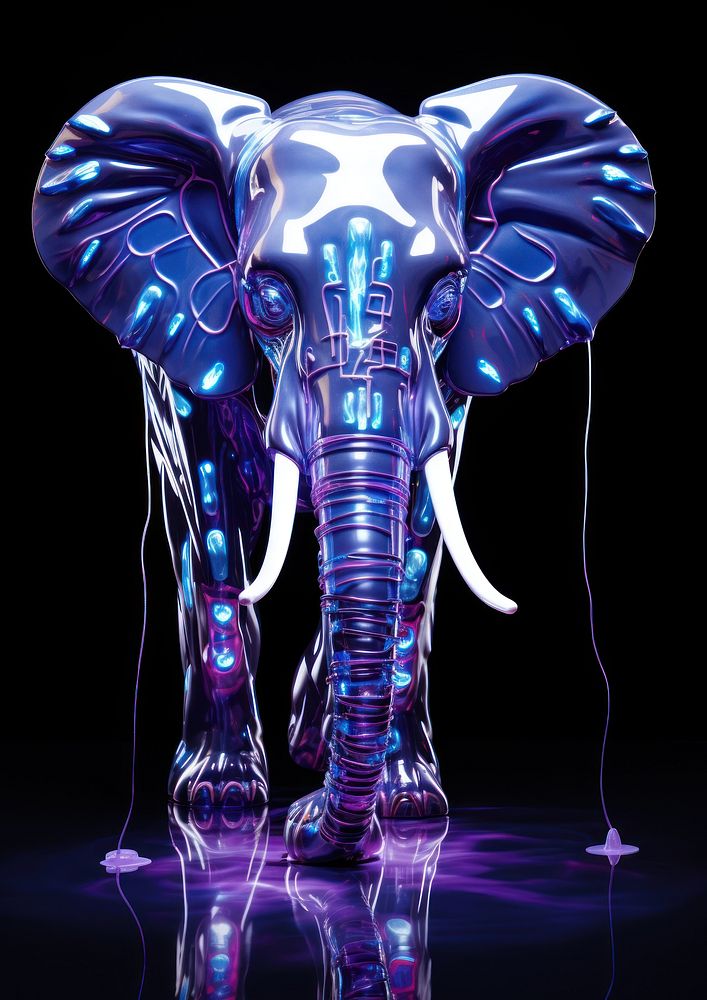 Neon Elephant elephant wildlife animal. | Premium Photo Illustration ...