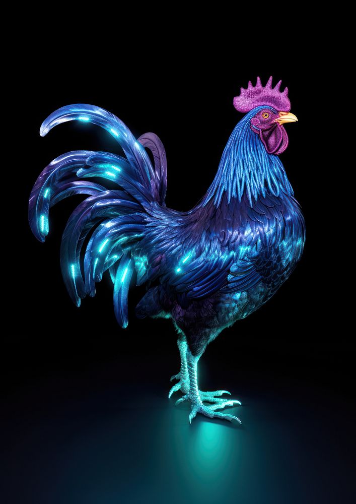Neon Hen chicken poultry animal. | Premium Photo Illustration - rawpixel